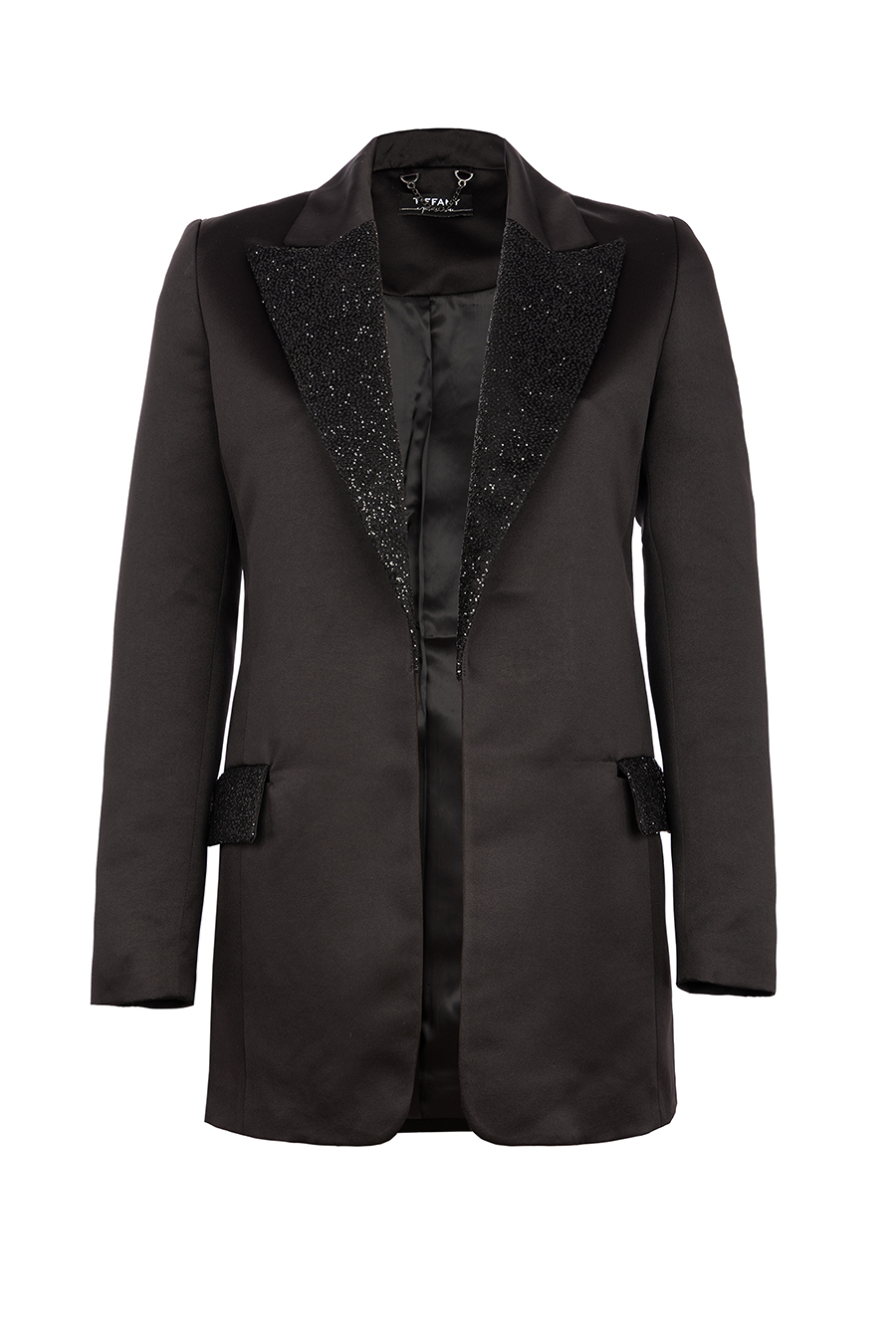 Elegantni sako dugih rukava sa diskretnim šljokicama na reverima ...